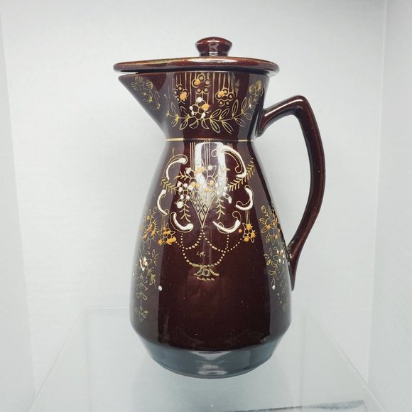Kitchen | Vintage Japanese Redware Tea Coffee Pot Brown Handpainted ...